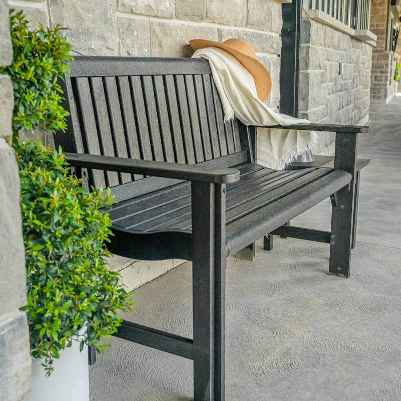 Banc de jardin avec dossier - Noir | Club Piscine Super Fitness