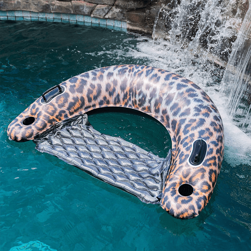 Pool Candy Leopard Print Inflatable Jumbo Sun Chair | Club Piscine Super Fitness